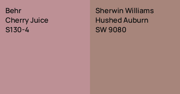 Behr Cherry Juice vs. Sherwin Williams Hushed Auburn comparison
