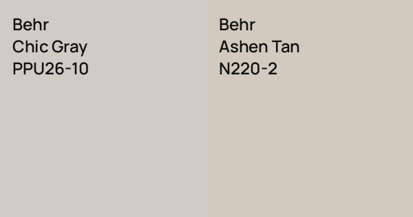 Behr Chic Gray vs. Behr Ashen Tan comparison