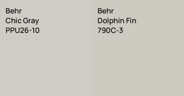 Behr Chic Gray vs. Behr Dolphin Fin comparison
