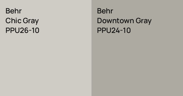 Behr Chic Gray vs. Behr Downtown Gray comparison