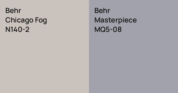 Behr Chicago Fog vs. Behr Masterpiece comparison