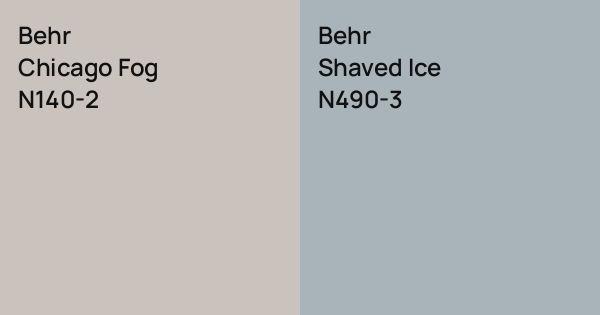 Behr Chicago Fog vs. Behr Shaved Ice comparison