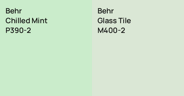 Behr Chilled Mint vs. Behr Glass Tile comparison