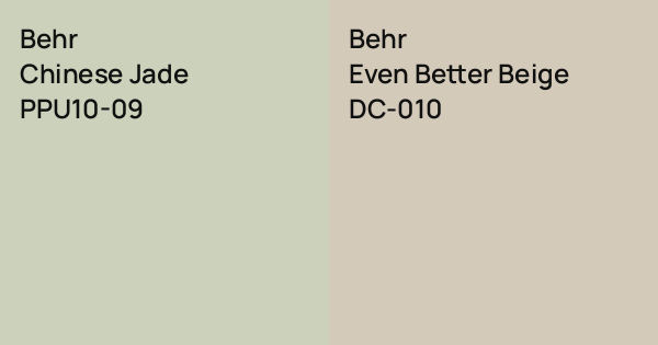 Behr Chinese Jade vs. Behr Even Better Beige comparison