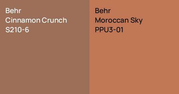 Behr Cinnamon Crunch vs. Behr Moroccan Sky comparison