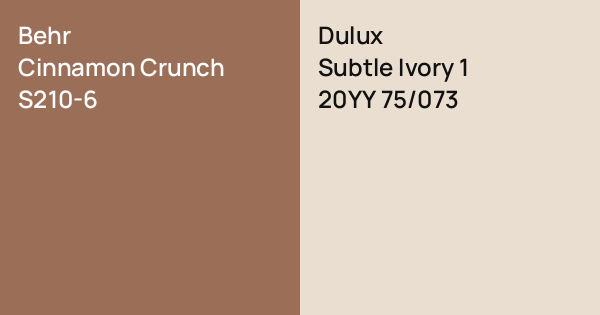 Behr Cinnamon Crunch vs. Dulux Subtle Ivory 1 comparison