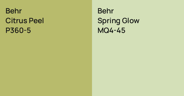 Behr Citrus Peel vs. Behr Spring Glow comparison