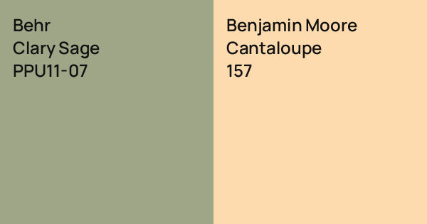 Behr Clary Sage vs. Benjamin Moore Cantaloupe comparison