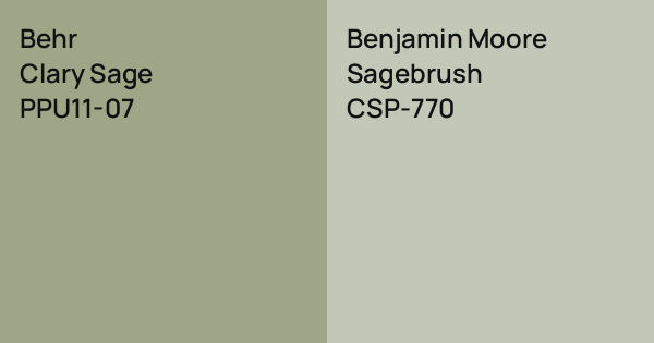 Behr Clary Sage vs. Benjamin Moore Sagebrush comparison