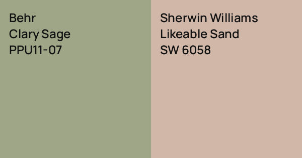 Behr Clary Sage vs. Sherwin Williams Likeable Sand comparison