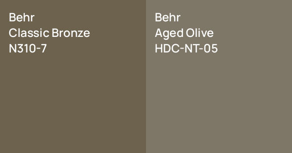 Behr Classic Bronze vs. Behr Aged Olive comparison