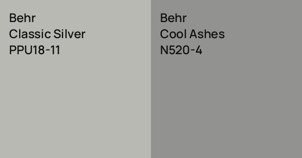 Behr Classic Silver vs. Behr Cool Ashes comparison