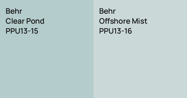 Behr Clear Pond vs. Behr Offshore Mist comparison