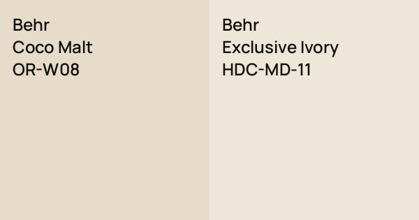 Behr Coco Malt vs. Behr Exclusive Ivory comparison