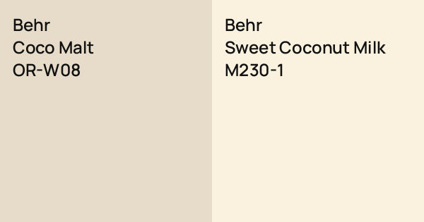 Behr Coco Malt vs. Behr Sweet Coconut Milk comparison