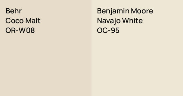 Behr Coco Malt vs. Benjamin Moore Navajo White comparison