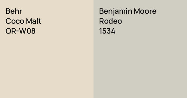 Behr Coco Malt vs. Benjamin Moore Rodeo comparison