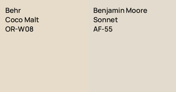 Behr Coco Malt vs. Benjamin Moore Sonnet comparison
