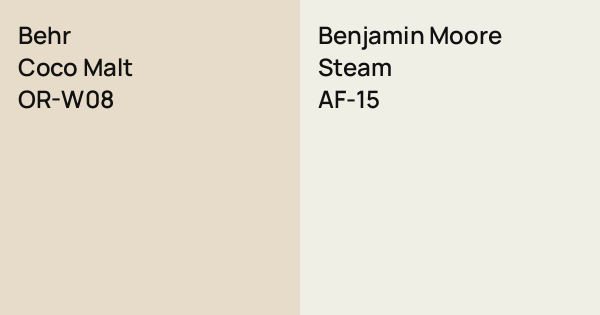 Behr Coco Malt vs. Benjamin Moore Steam comparison