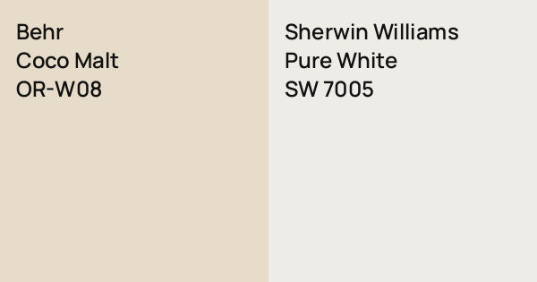 Behr Coco Malt vs. Sherwin Williams Pure White comparison