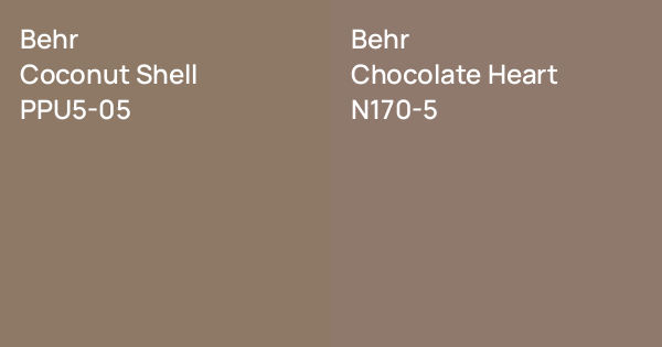 Behr Coconut Shell vs. Behr Chocolate Heart comparison