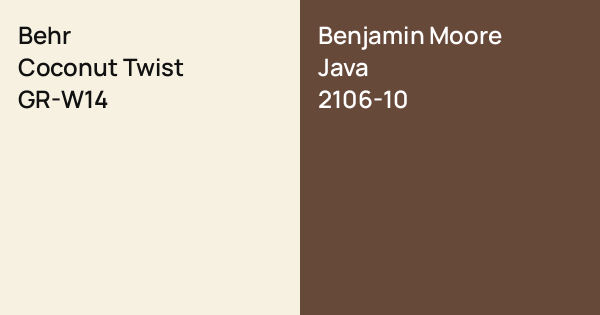 Behr Coconut Twist vs. Benjamin Moore Java comparison