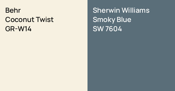 Behr Coconut Twist vs. Sherwin Williams Smoky Blue comparison