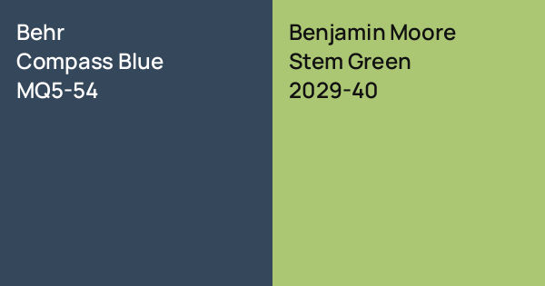 Behr Compass Blue vs. Benjamin Moore Stem Green comparison