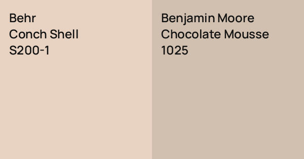 Behr Conch Shell vs. Benjamin Moore Chocolate Mousse comparison