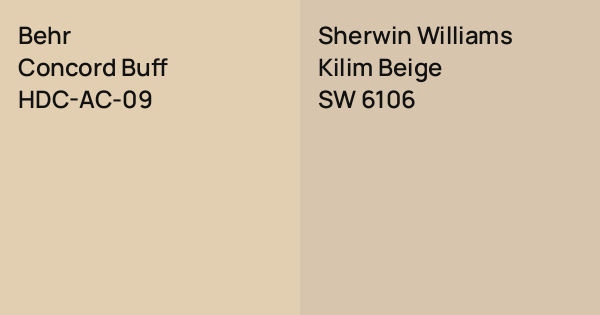 Behr Concord Buff vs. Sherwin Williams Kilim Beige comparison