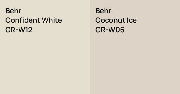 Behr Confident White vs. Behr Coconut Ice comparison