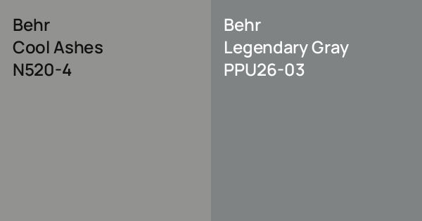 Behr Cool Ashes vs. Behr Legendary Gray comparison