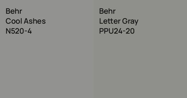 Behr Cool Ashes vs. Behr Letter Gray comparison