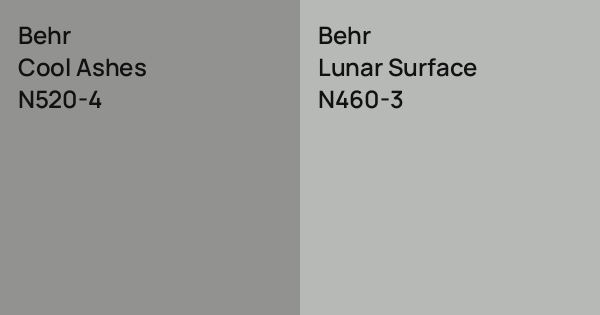 Behr Cool Ashes vs. Behr Lunar Surface comparison
