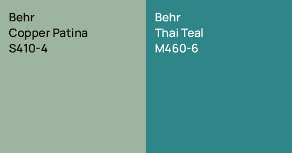 Behr Copper Patina vs. Behr Thai Teal comparison