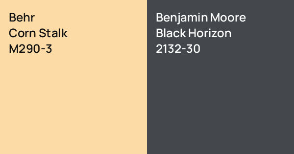 Behr Corn Stalk vs. Benjamin Moore Black Horizon comparison