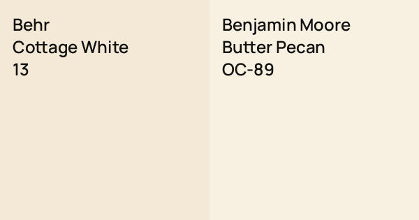 Behr Cottage White vs. Benjamin Moore Butter Pecan comparison