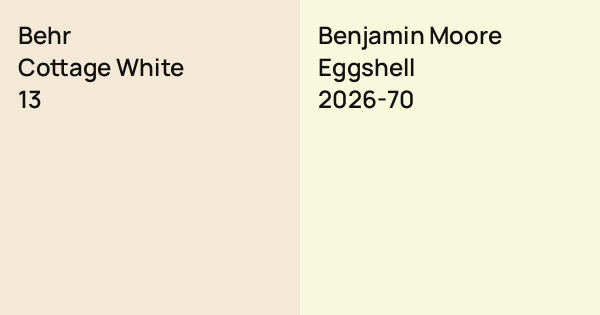 Behr Cottage White vs. Benjamin Moore Eggshell comparison