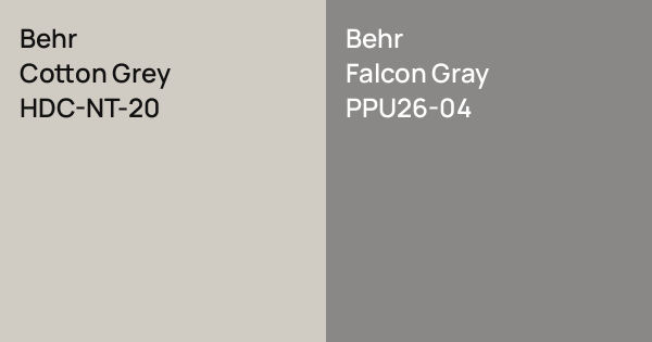 Behr Cotton Grey vs. Behr Falcon Gray comparison
