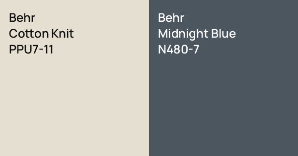 Behr Cotton Knit vs. Behr Midnight Blue comparison