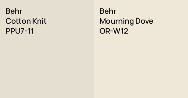 Behr Cotton Knit vs. Behr Mourning Dove comparison