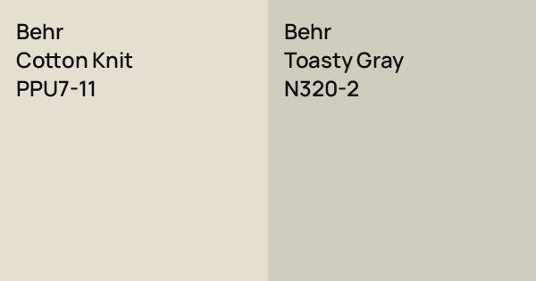Behr Cotton Knit vs. Behr Toasty Gray comparison