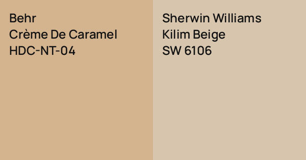 Behr Crème De Caramel vs. Sherwin Williams Kilim Beige comparison