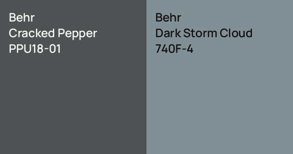 Behr Cracked Pepper vs. Behr Dark Storm Cloud comparison