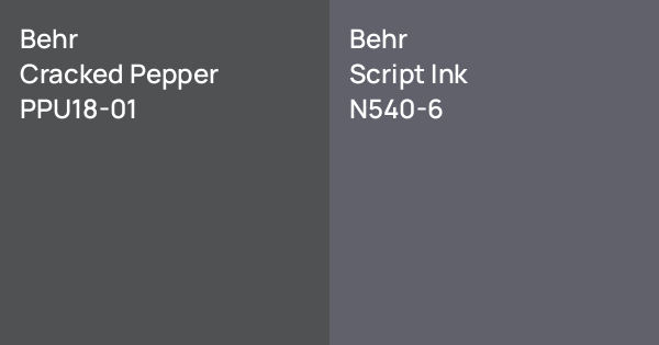 Behr Cracked Pepper vs. Behr Script Ink comparison