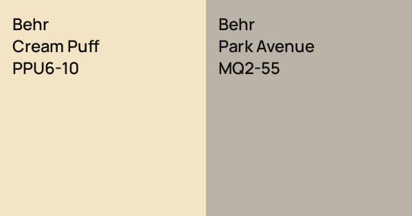 Behr Cream Puff vs. Behr Park Avenue comparison