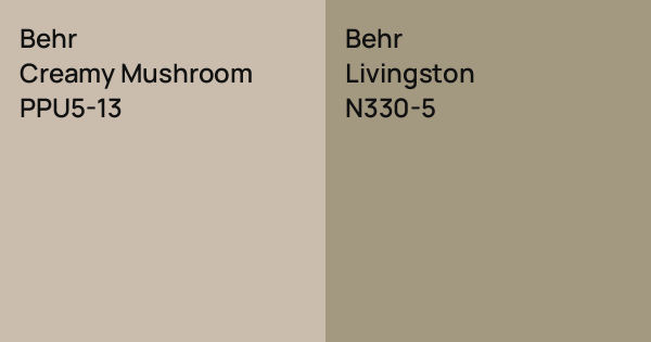 Behr Creamy Mushroom vs. Behr Livingston comparison