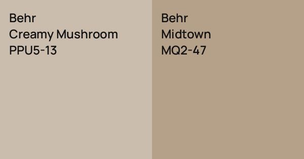 Behr Creamy Mushroom vs. Behr Midtown comparison