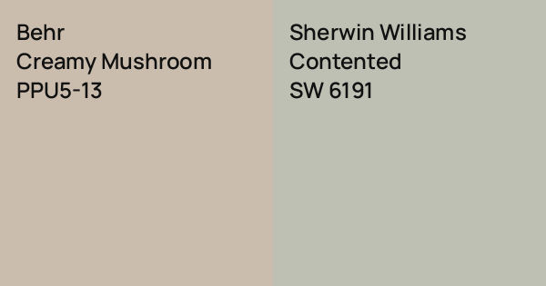 Behr Creamy Mushroom vs. Sherwin Williams Contented comparison