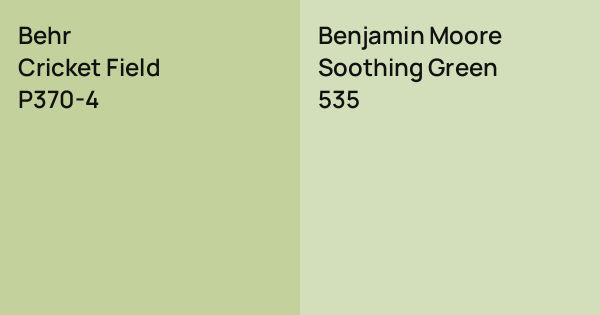 Behr Cricket Field vs. Benjamin Moore Soothing Green comparison